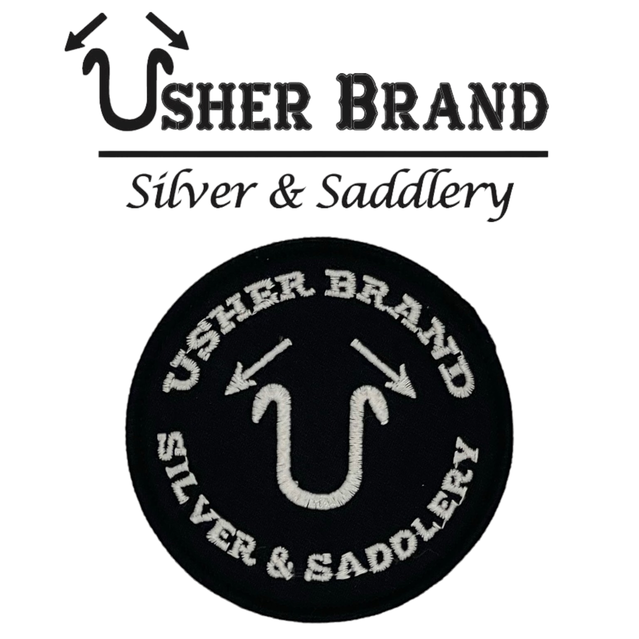 Logo patch round – Usher Brand Silver & Saddlery